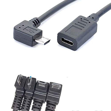90 Degree Angle Type-C Female to Micro-B Micro Male USB Charging Data ...