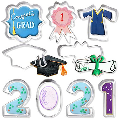9 Pack Graduation Cookie Cutters Set - Graduation Cap Diploma Medallion ...