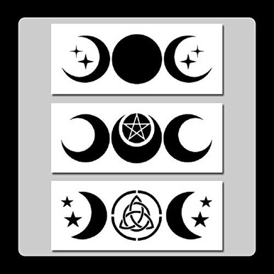 Set of 3 Triple Moon Stencils Templates 3 X 7 inches Each Wiccan-Pagan ...