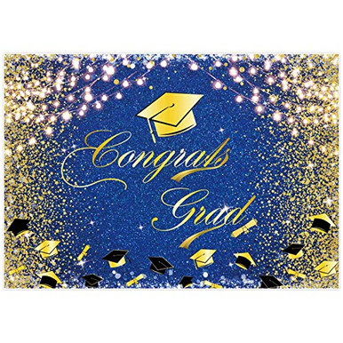 Allenjoy 7x5ft Congrats Grad Backdrop Class of 2021 Glitter Gold and ...