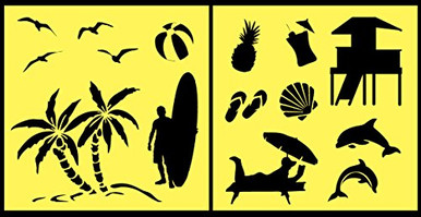 Auto Vynamics - STENCIL-BEACHSET01-10 - Detailed Beach and Ocean Life ...