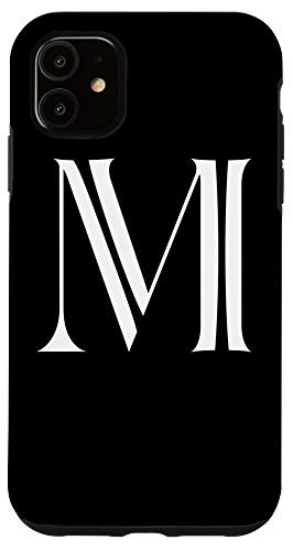 iPhone 11 Initial M Phone Case Black Varsity Style Monogram Letter M ...