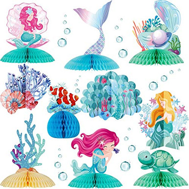 Skylety 10 Pieces Mermaid Centerpiece Mermaid Shaped Honeycomb Under ...