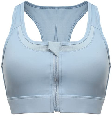 High Support Zip Front Sports Bras Wireless Post Surgery Bra Plus Size ...