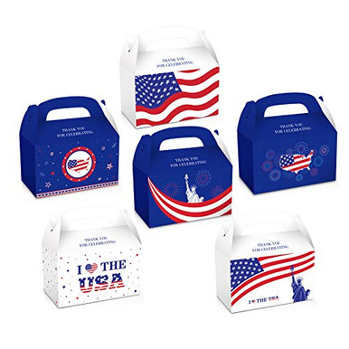 12 Pack Gift Bag American Flag Patriotic Star Design Shopping ...