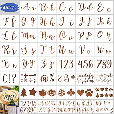 45 Pieces Letter Stencils for Painting on Wood Alphabet Drawing ...