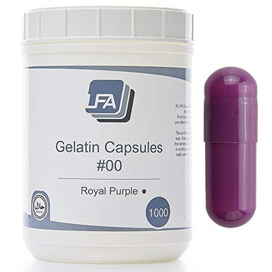 LFA Size 00 Empty Capsules - Purple Gelatin - 1000 Count Jar - Easy ...