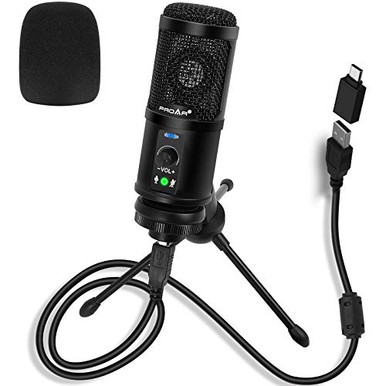 USB Microphone Computer PC Gaming Mic 192KHZ-24BIT Metal Recording ...