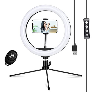 HPUSN LED Ring Light 10" with Tripod Stand with Phone Holder for Live ...