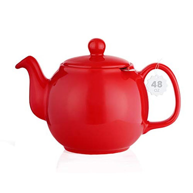SAKI Large Porcelain Teapot 48 Ounce Tea Pot with Infuser Loose Leaf ...