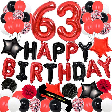 yujiaonly 63rd Birthday Party Decorations-Happy Birthday Foil Ballons ...