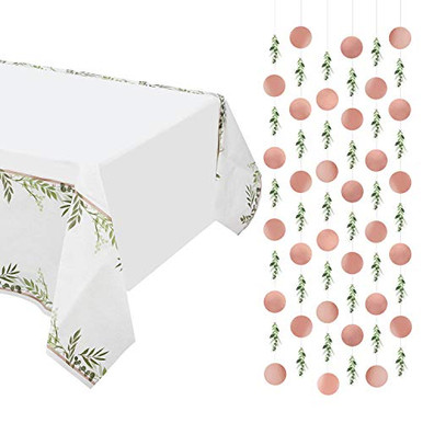 Love and Green Leaves Gold Metallic Bridal Paper Table Cover and ...