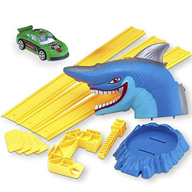 Kicko Megalodon Shark Racecar Track Set - Includes Shark Head Car ...