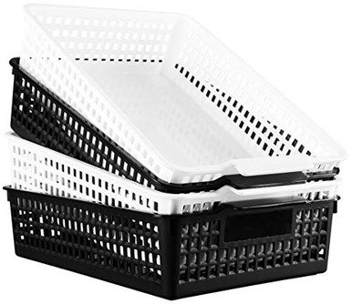 ZHENFAN Plastic Storage Baskets for Paper Letter Storage Set of 4 ...