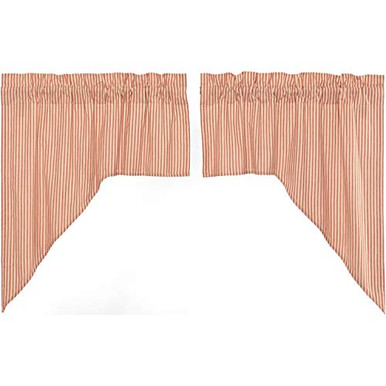 VHC Brands Farmhouse Kitchen Curtains Sawyer Mill Ticking Rod Pocket ...
