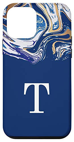 iPhone 12 mini Modern Letter T Monogram Navy Blue Swirl Pattern AAN010t ...