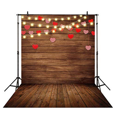 Allenjoy 5x7ft Love Heart with Wood Floor Photography Backdrop ...