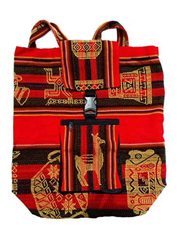 Red and black Backpack Ethnic Andean Handmade Aguayo Ecuador Bolivian ...