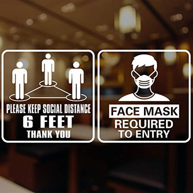 FaCraft Face Mask Social Distance Window Decal 9.8" Face Mask Required ...
