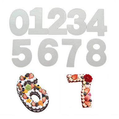 FVVMEED 0-8 Numbers Cake Mold DIY Baking Stencil Flat Plastic Numerical ...