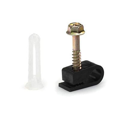 Ribbed Plastic Conical Anchors and Black Cable Screw Clips - for ...
