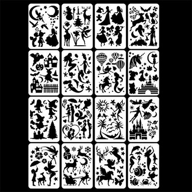 16 Sheets Fast Draw Stencil Art A4 Templates Silhouette Painting ...