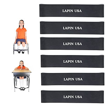 6 Pack Black - Strong Chair Bands for Kids with Fidgety Feet Flexible ...