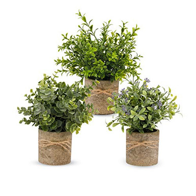 PENGYEE Artificial Plant 3Pcs Mini Plants Artificial Potted Set Fake ...