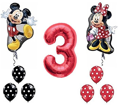 Red Number 3 Mickey and Minnie Mouse Full Body Birthday Supershape ...