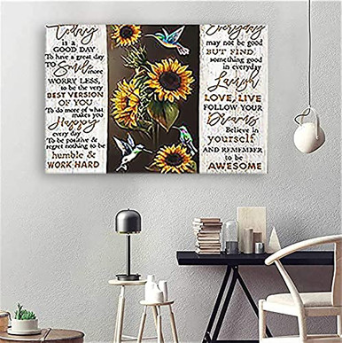 Sunflower Canvas Wall Art Unframed Today Is A Good Day Signs ...