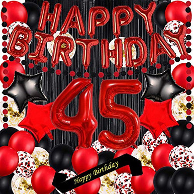 Red 45TH Birthday Party Decorations Supplies Red theme 16inch Red Foil ...