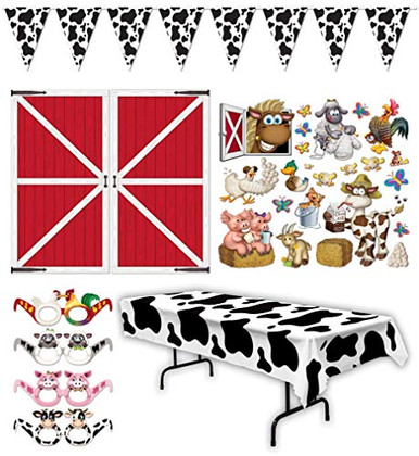 Beistle Barn Farm Animal Birthday Party Decorations Barn Door Wall ...