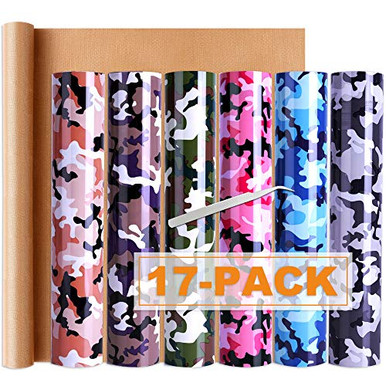Camouflage Heat Transfer Vinyl 15 Sheets 12x10 Inch Camo Pattern HTV ...