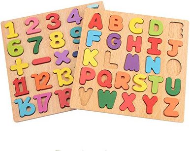 Alphabet Puzzle and Numbers Puzzle for ToddlersKithumi Wooden ABC ...