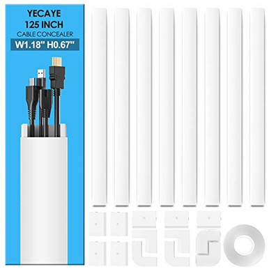 Yecaye 125" Large Cable Concealer - Paintable Cord Cover Wall Cable ...