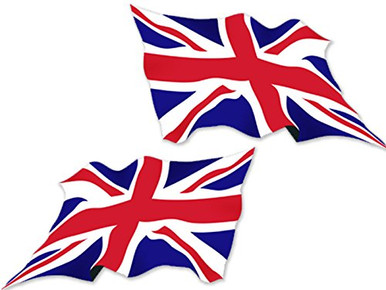 2 Pack- Large Waving Union Jack Flag Forward and Reverse Stickers -UK ...