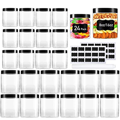 24 Pack Plastic Jars with Lids 16 oz -12 Pack- and 8 oz -12 Pack ...