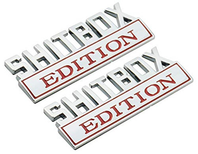Pair Set SHITBOX EDITION emblem 3D Fender Badge Decal Car Truck ...