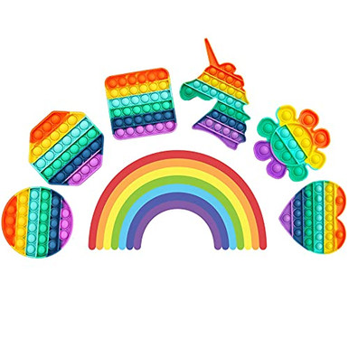 Rainbow Push it Pop Bubble Pop Sensory Fidget Toys 6 Pack for Stress ...