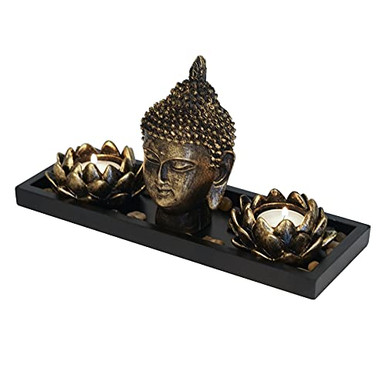 Zen Garden Buddha Statue Set for Mindfulness - Includes otus Tealight ...