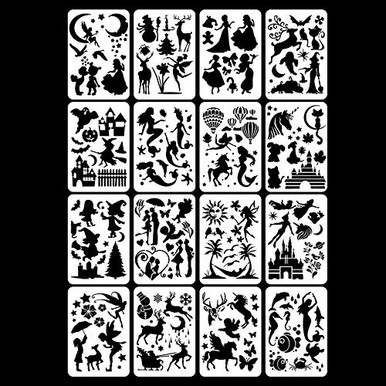 16 Sheets Fast Draw Stencil Art Templates Reusable Plastic Journal ...