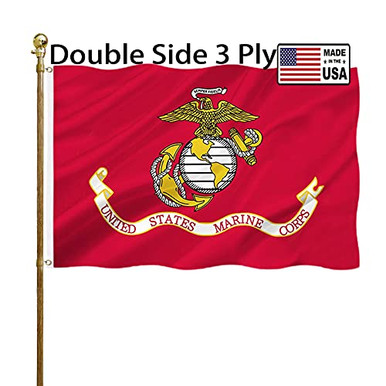 US Marine Corps Flag USMC Flags 3x5 Outdoor Double Sided- 3 Ply ...