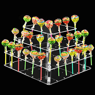 ZOENHOU 4 Tiers 56 Holes Cake Pop Stand Clear Acrylic Lollipop Holder ...
