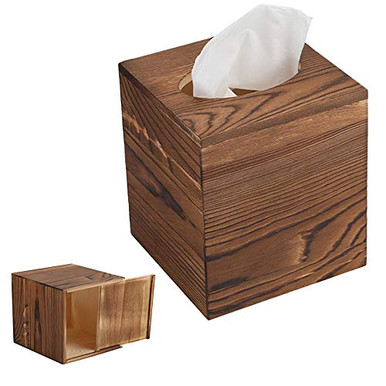 JOYOHOME Wooden Tissue Box Cover with Slide-Out Bottom Panel Square ...