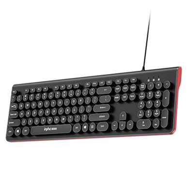 INPHIC Wired Keyboard Full Size Computer Keyboard Retro Round Key ...