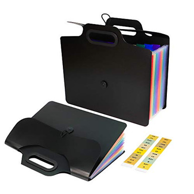 Expanding File Folders 13 Pocket Folder Organizer with Handle Portable ...
