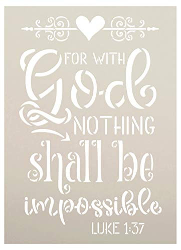 for with God Nothing Shall Be Impossible Stencil by StudioR12 - Luke 1 ...