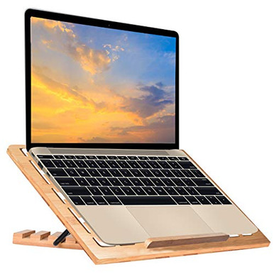 Extra Large Laptop Stand Bamboo Wood wishacc Portable Laptop Ventilated ...
