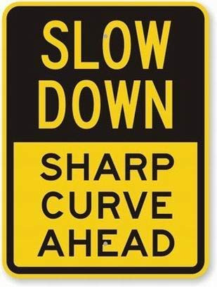 Wallors Metal Sign 8 x 12 Slow Down Sharp Curve Ahead Safety Road ...