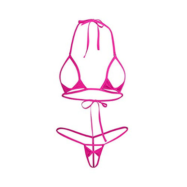 TiaoBug US Women Sliding Top and Thong G-String Bikini Swimsuit -Rose ...